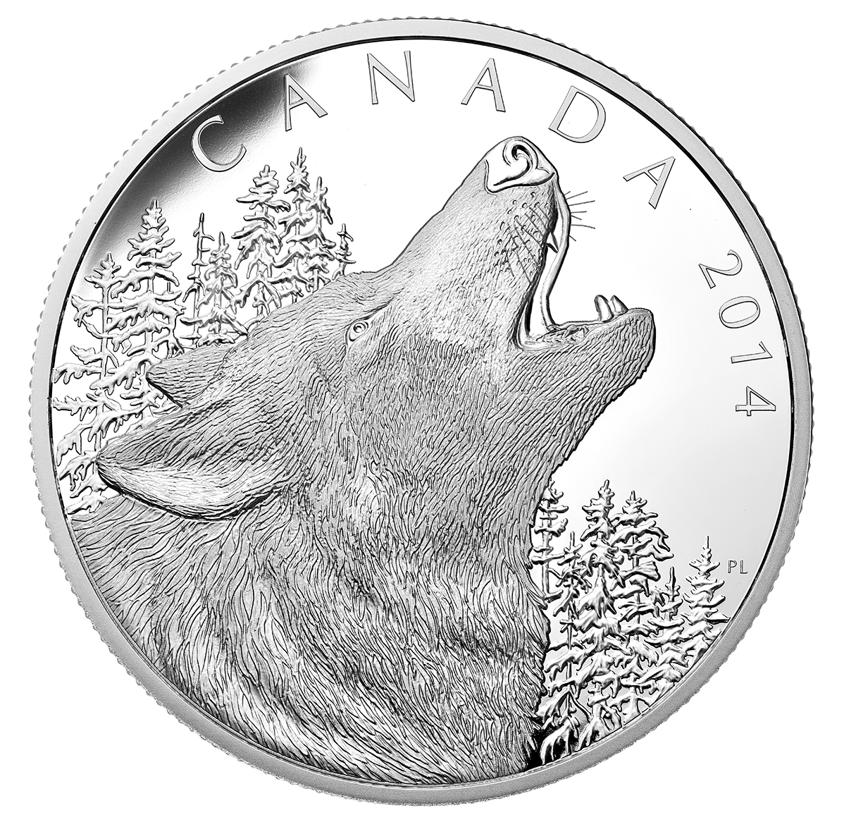 1/2 Kilogram Fine Silver Coin - Howling Wolf - Mintage: 1,000 (2014 ...