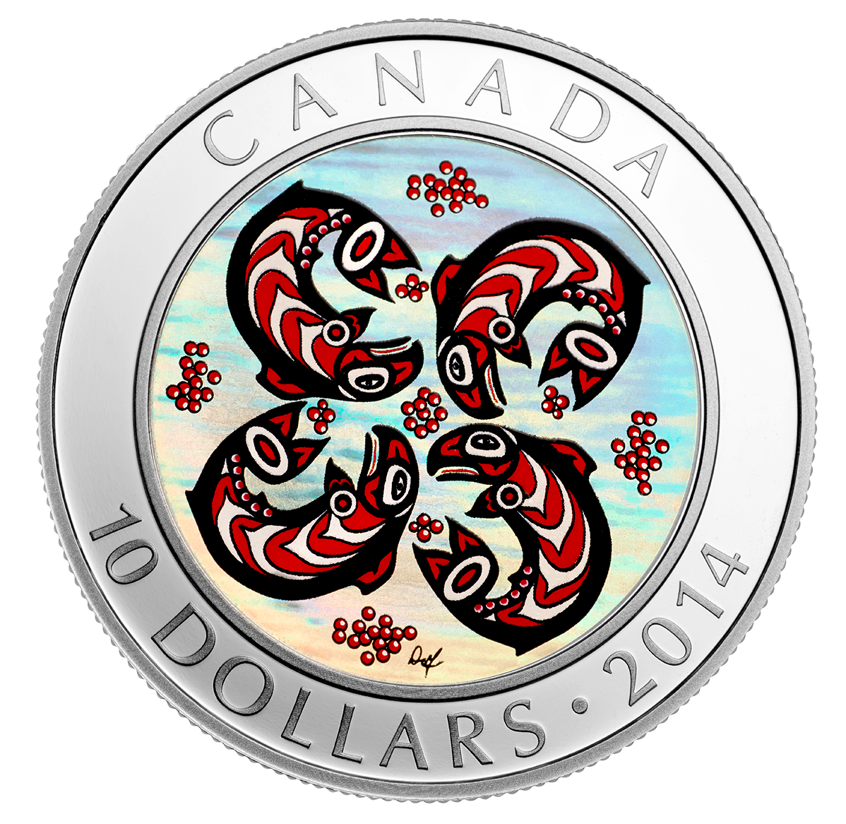 1/2 oz. Fine Silver Hologram Coin - First Nations Art: Salmon (2014 ...