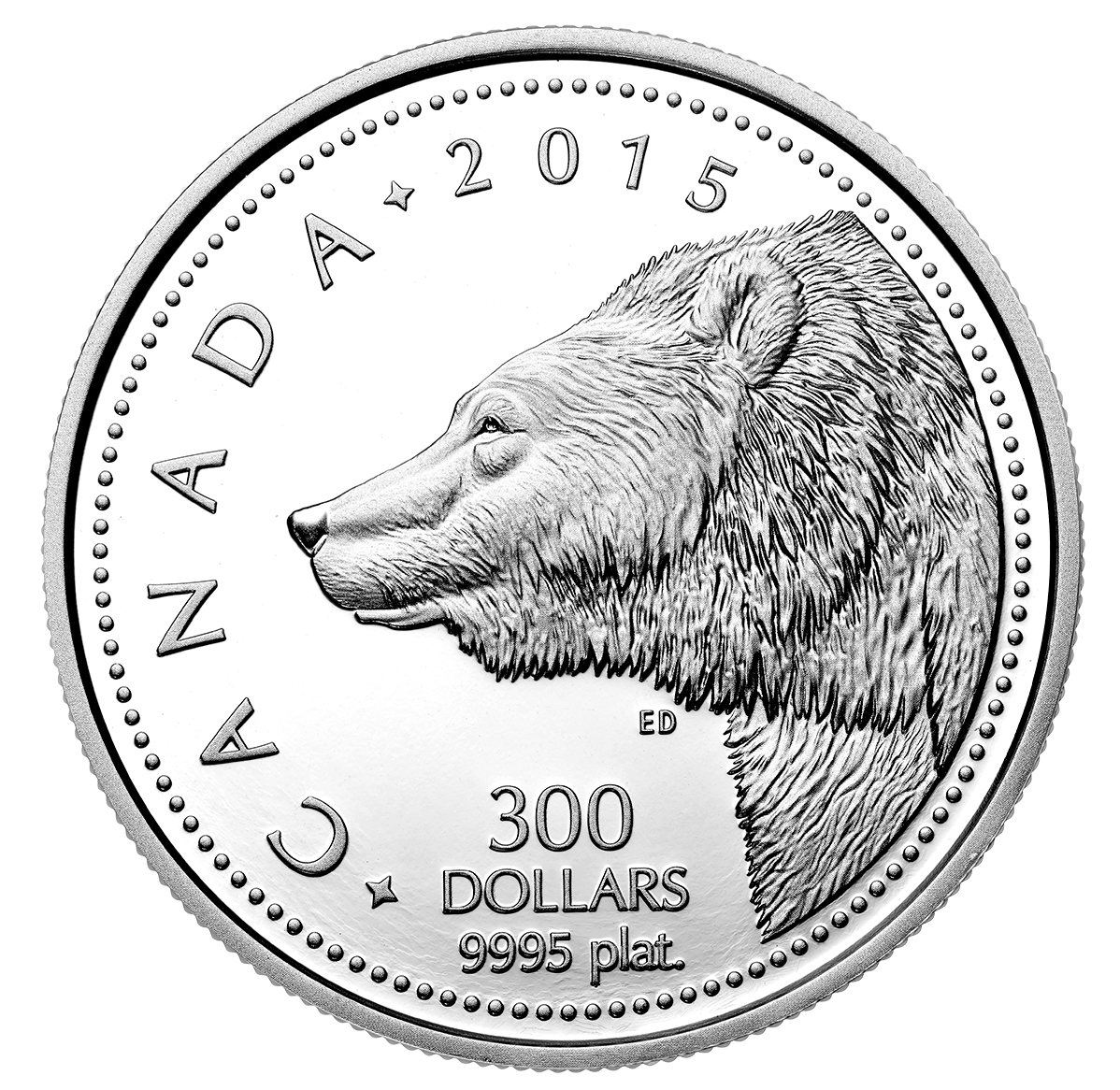 1 oz. Pure Platinum Coin - Grizzly Bear - Mintage: 250 (2015) | The ...