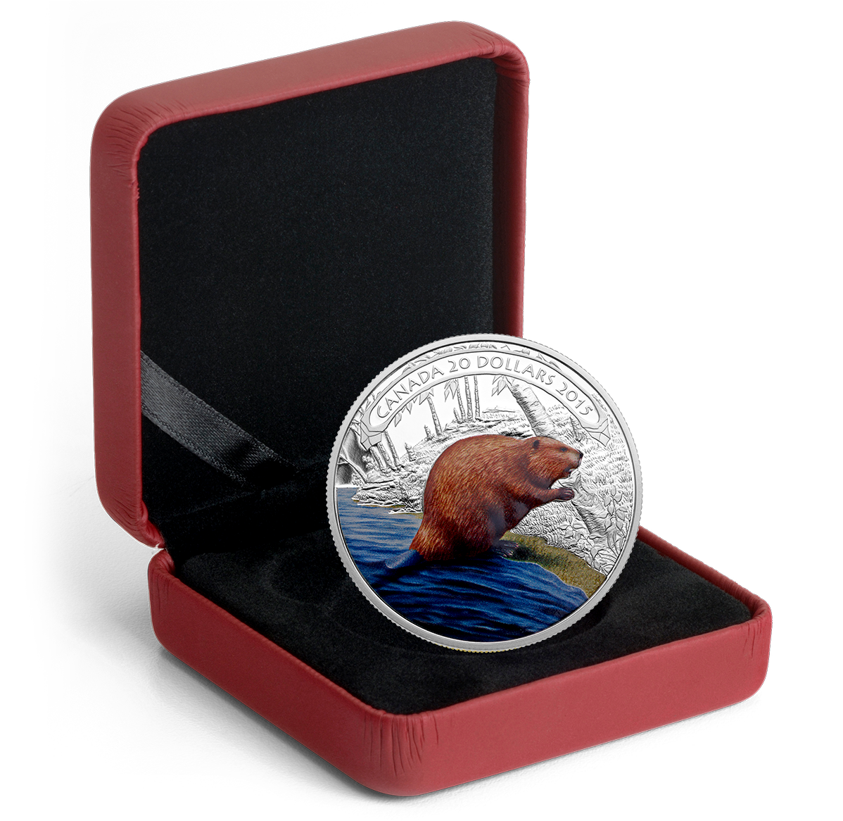 1 oz. Fine Silver Coloured Coin - Beaver at Work - Mintage: 7,500 (2015 ...