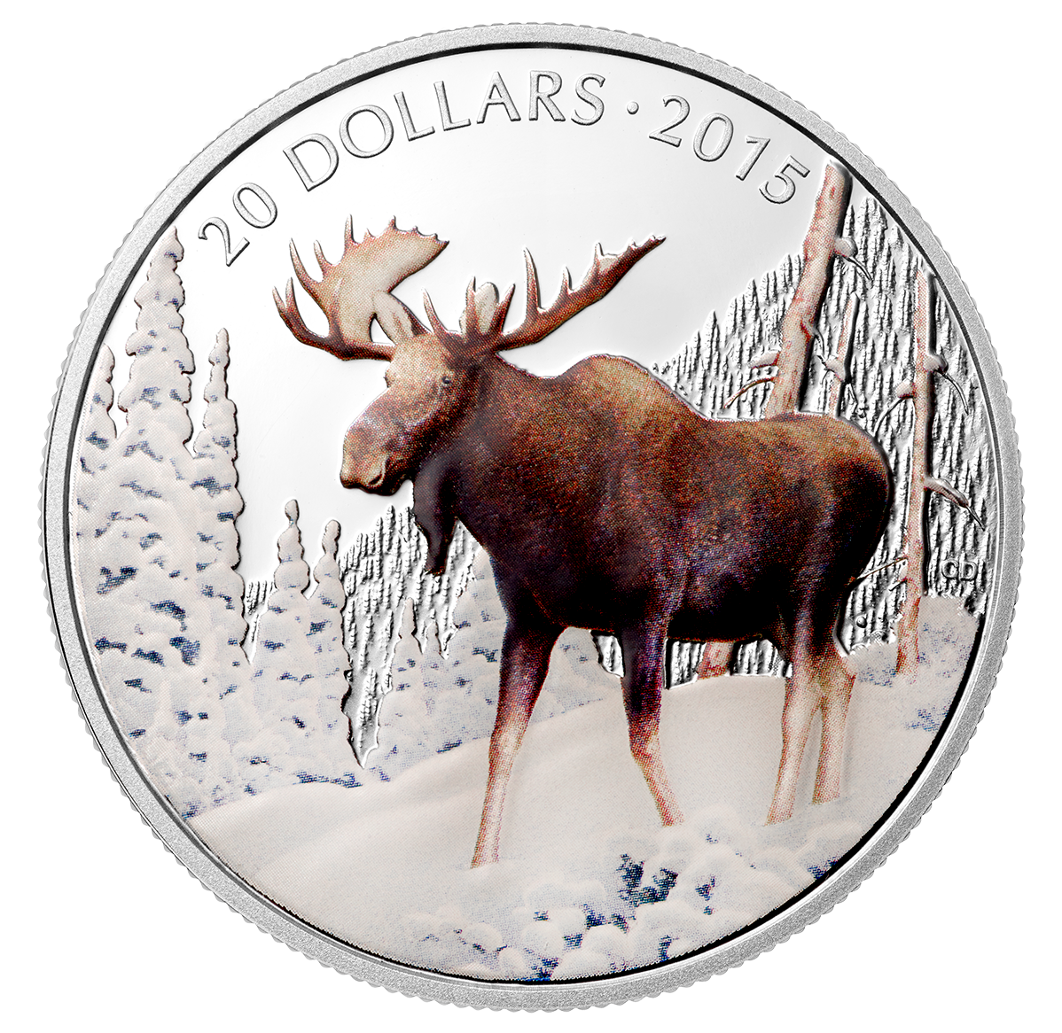 1 oz. Fine Silver Coloured Coin - The Majestic Moose - Mintage: 7,500 ...