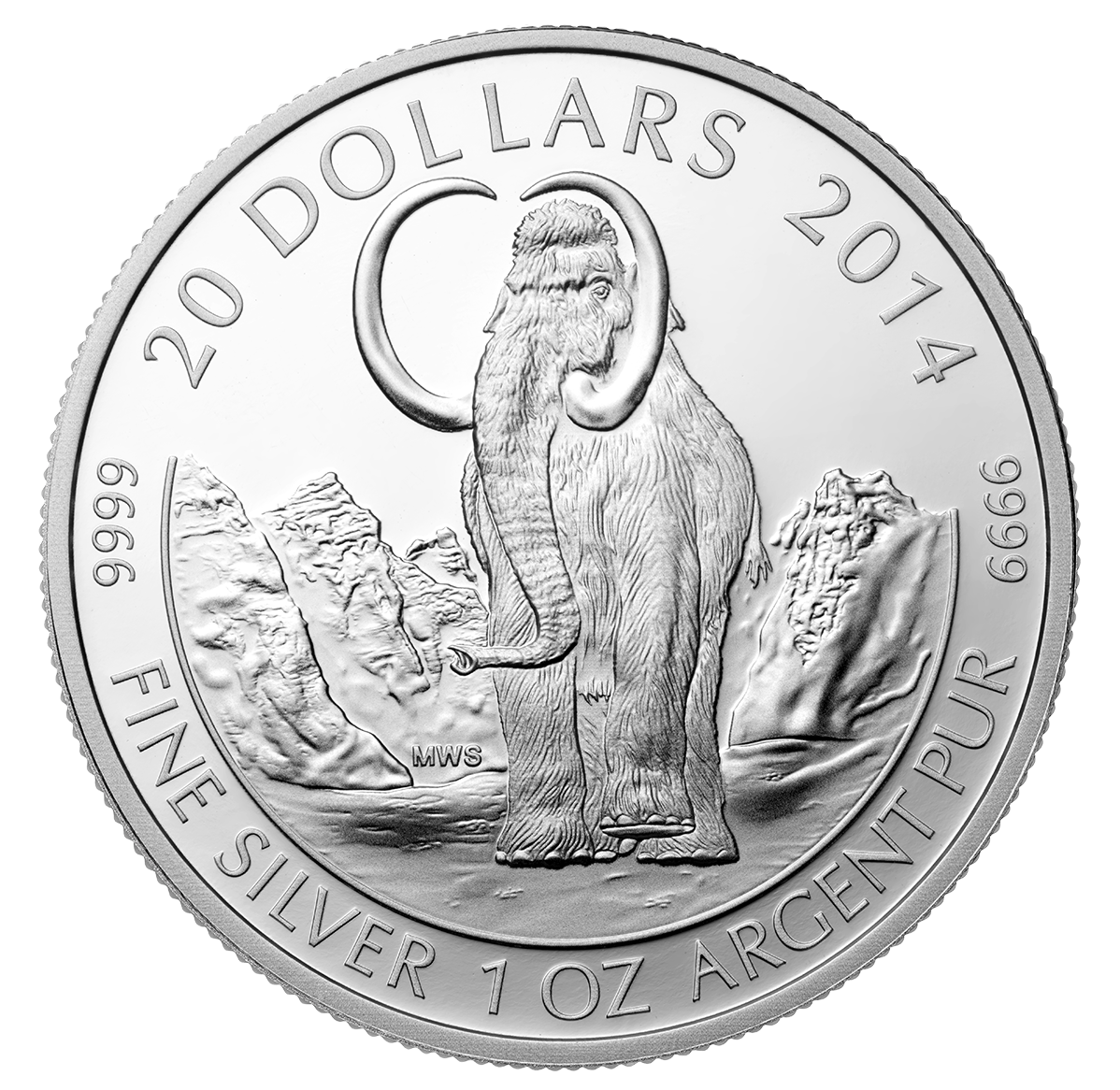 1 oz. Fine Silver Coin - Woolly Mammoth - Mintage: 7,500 (2014) | The ...