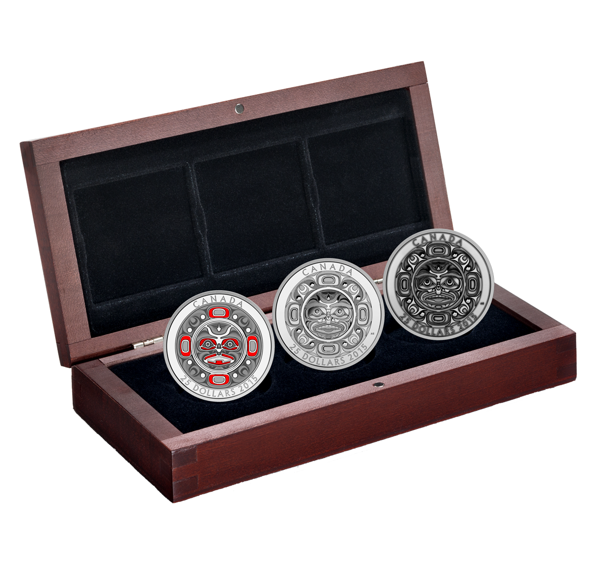 Singing Moon Mask - Fine Silver Ultra-High Relief 3-Coin Set (2015 ...