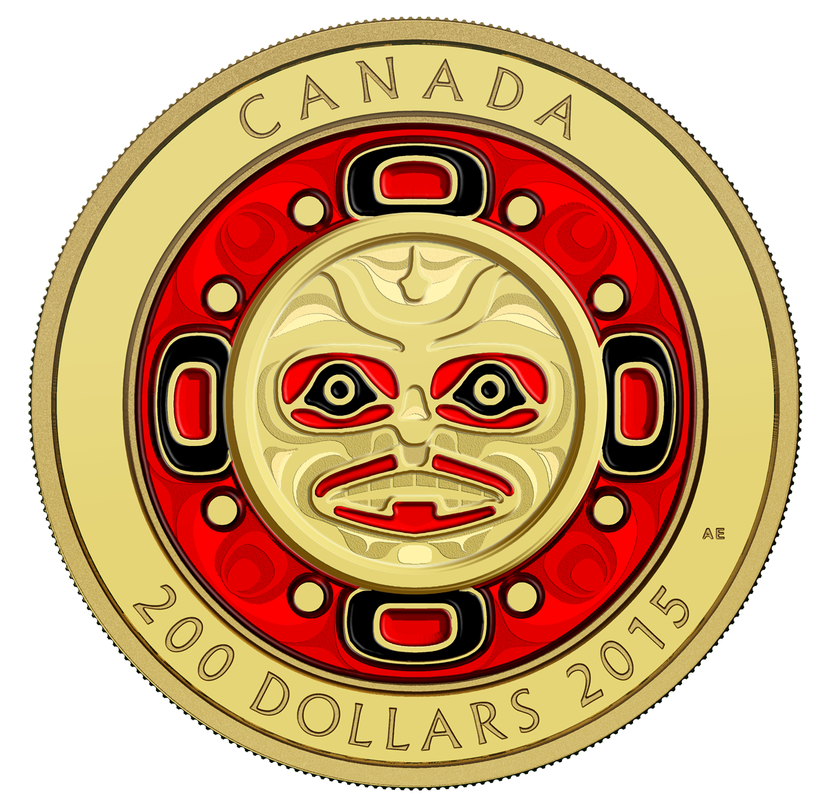 Singing Moon Mask - 99.999% Pure Gold Enameled Coin (2015) – Mintage ...