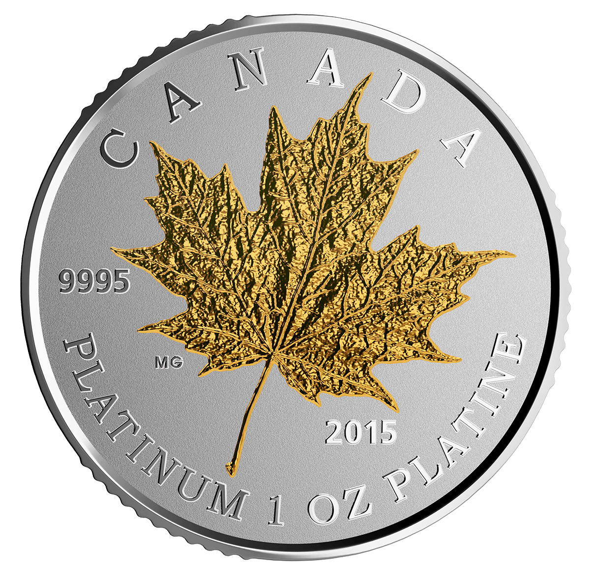 Maple Leaf Forever - 1 oz. Pure Platinum Gold-Plated Coin - Mintage ...
