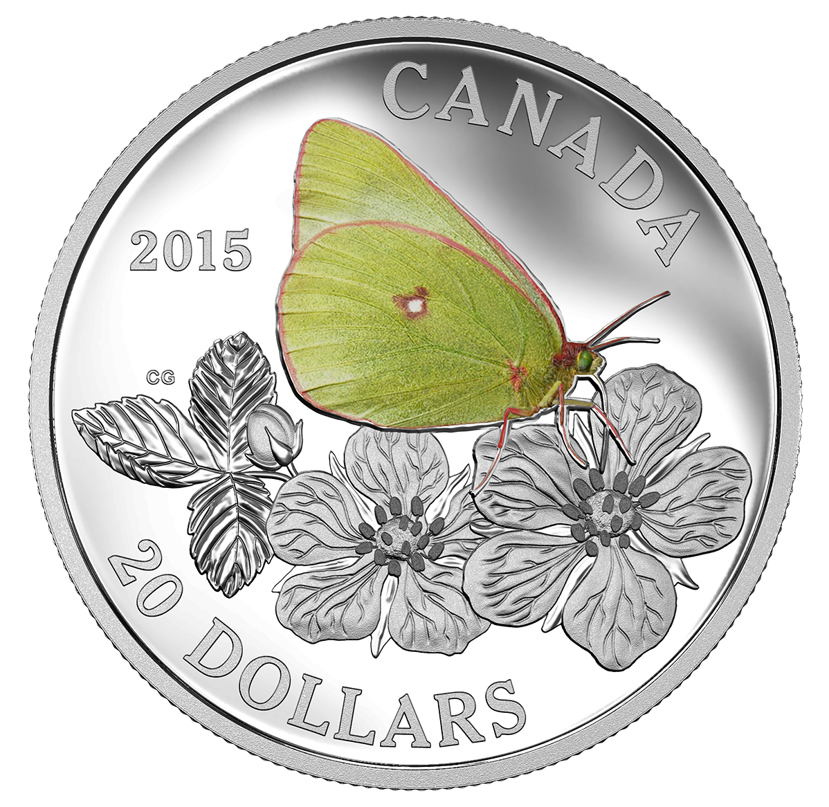 1 oz. Fine Silver Coloured Coin – Butterflies of Canada : Giant Sulphur ...