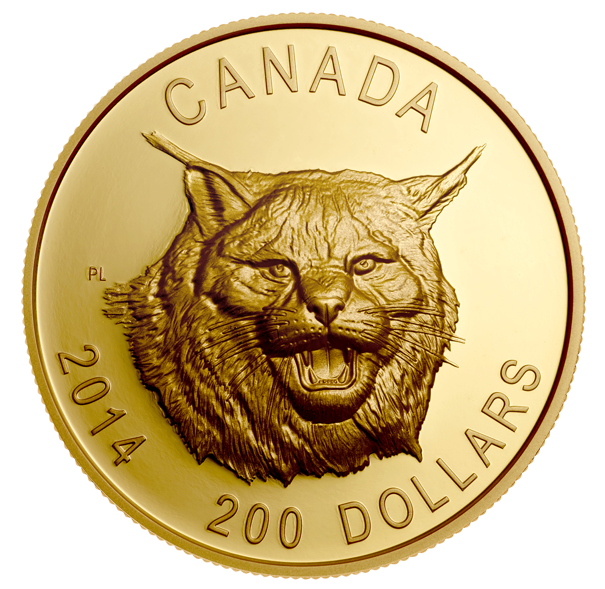 Pure Gold Ultra-High Relief Coin - The Fierce Canadian Lynx - Mintage ...