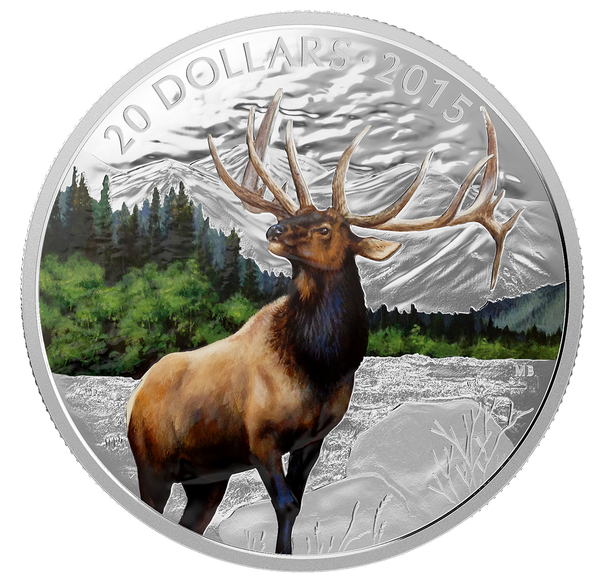 1 oz. Fine Silver Coloured Coin - Majestic Elk - Mintage: 6,500 (2015 ...