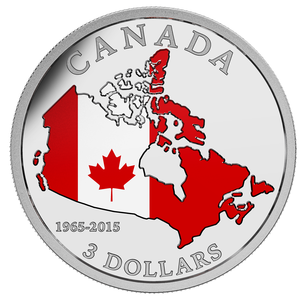 Fine Silver Coloured Coin- 50th Anniversary of the Canadian Flag (2015 ...