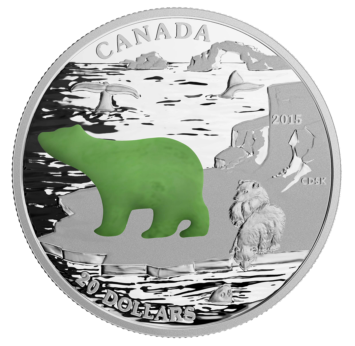 1 oz. Fine Silver Coin with Jade Insert – Canadian Icons: Polar Bear ...