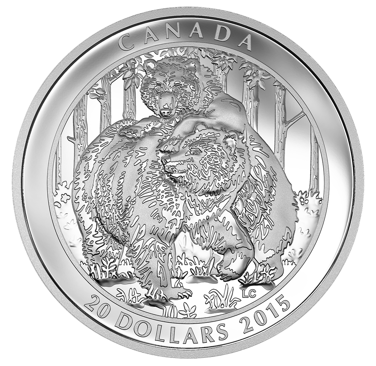 1 oz. Fine Silver Coin – Grizzly Bear: Togetherness – Mintage: 6,500 ...