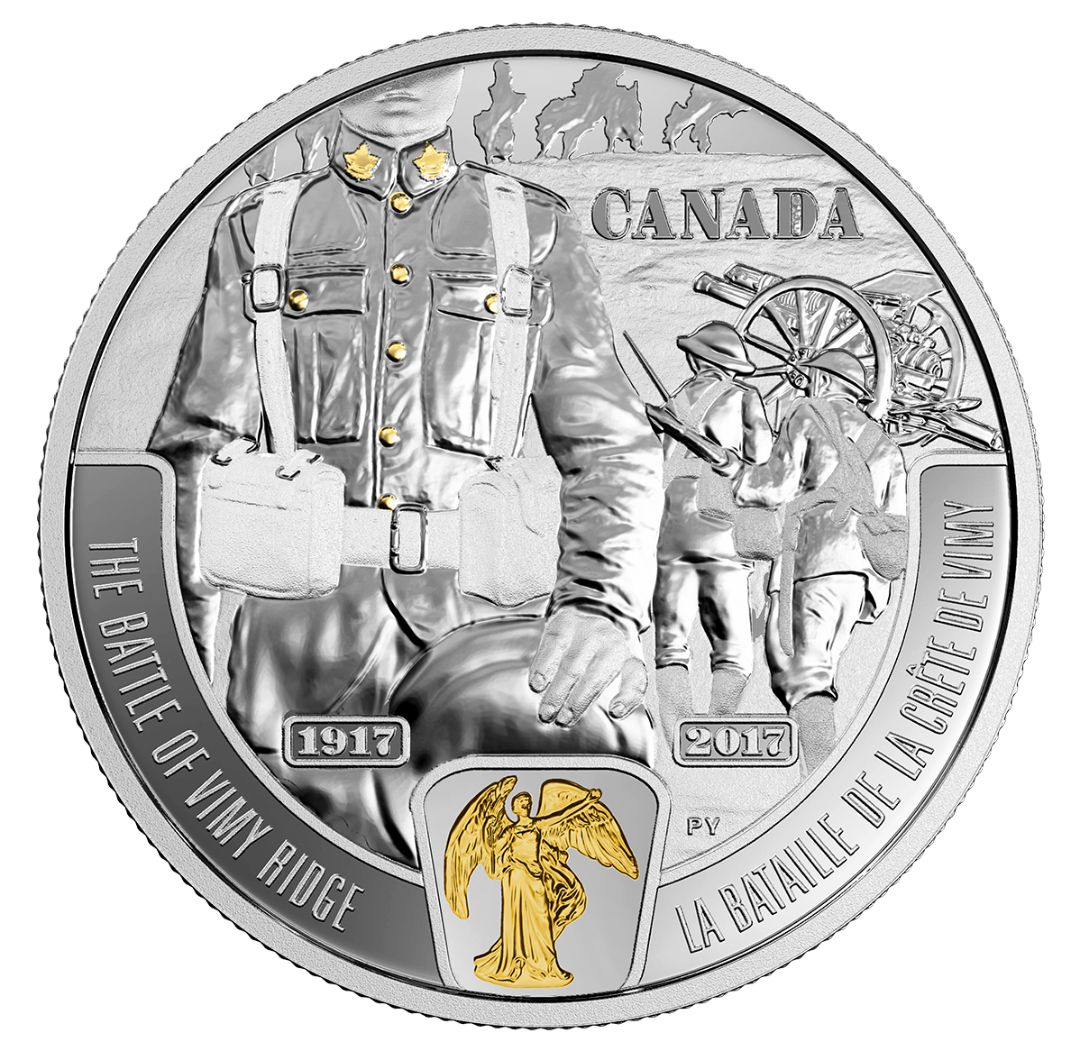 The Battle of Vimy Ridge - 1 oz. Pure Silver Selectively Gold-Plated ...