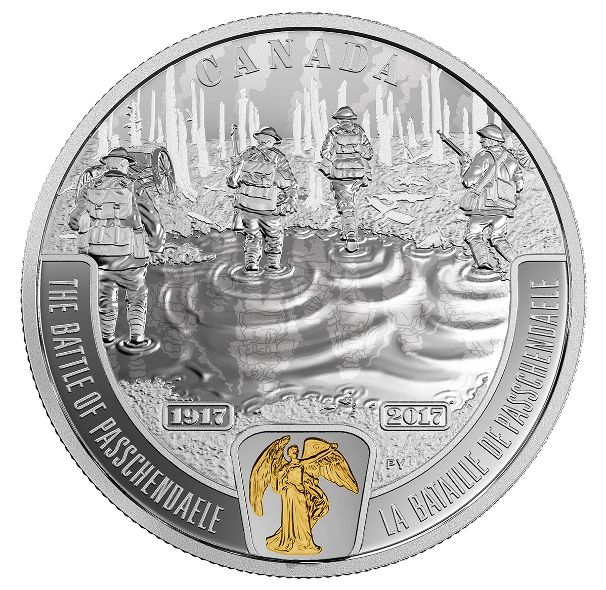 The Battle of Passchendaele - 1 oz. Pure Silver Selectively Gold-Plated ...