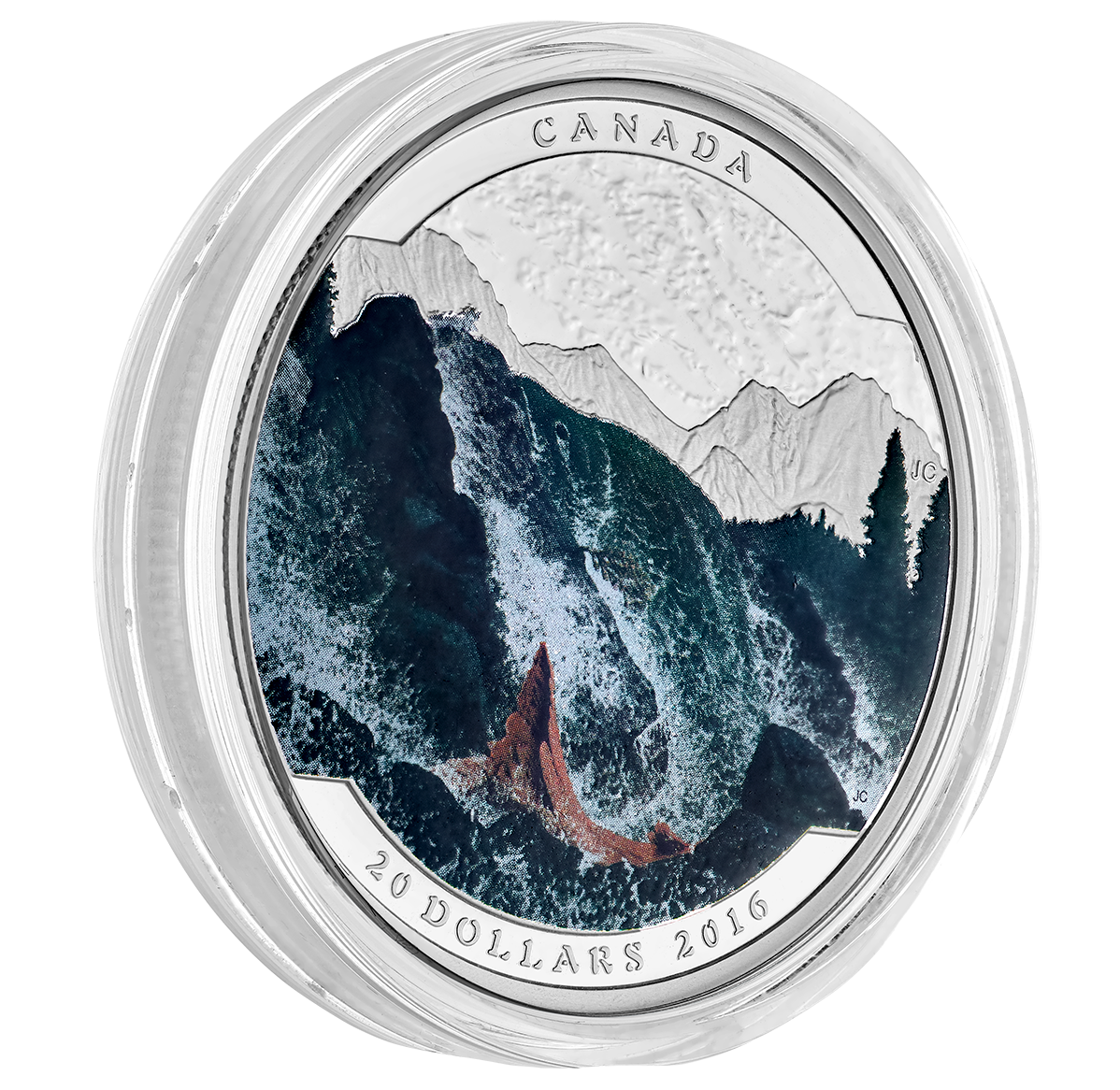 1 oz. Pure Silver Coloured Coin - Landscape Illusion: Salmon - Mintage ...