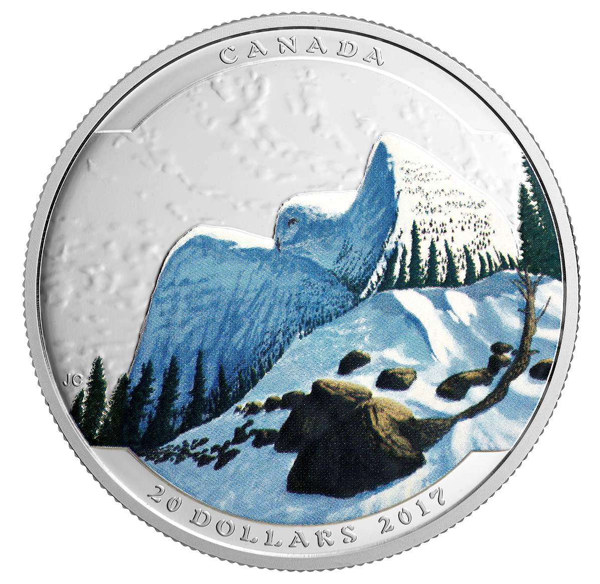 1 oz. Pure Silver Coloured Coin - Landscape Illusion: Snowy Owl ...