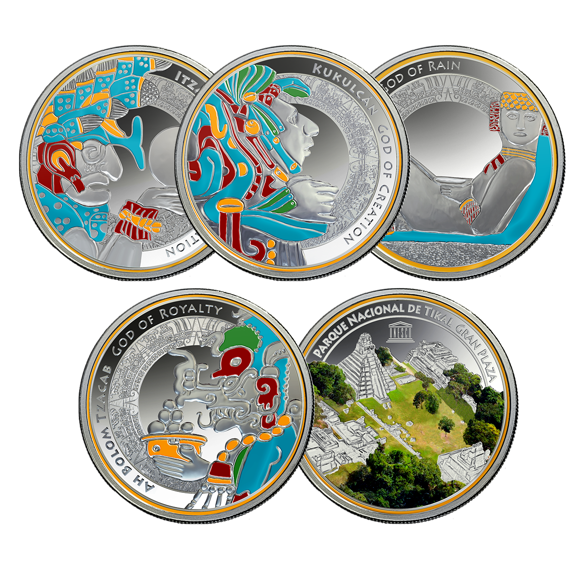 Mythologies of the World: Gods of Maya - Fine Silver Coloured 5-Coin ...