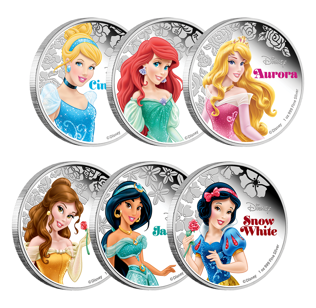 Disney Princesses - 1 oz. Fine Silver 6-Coin Subscription (2015) | The ...