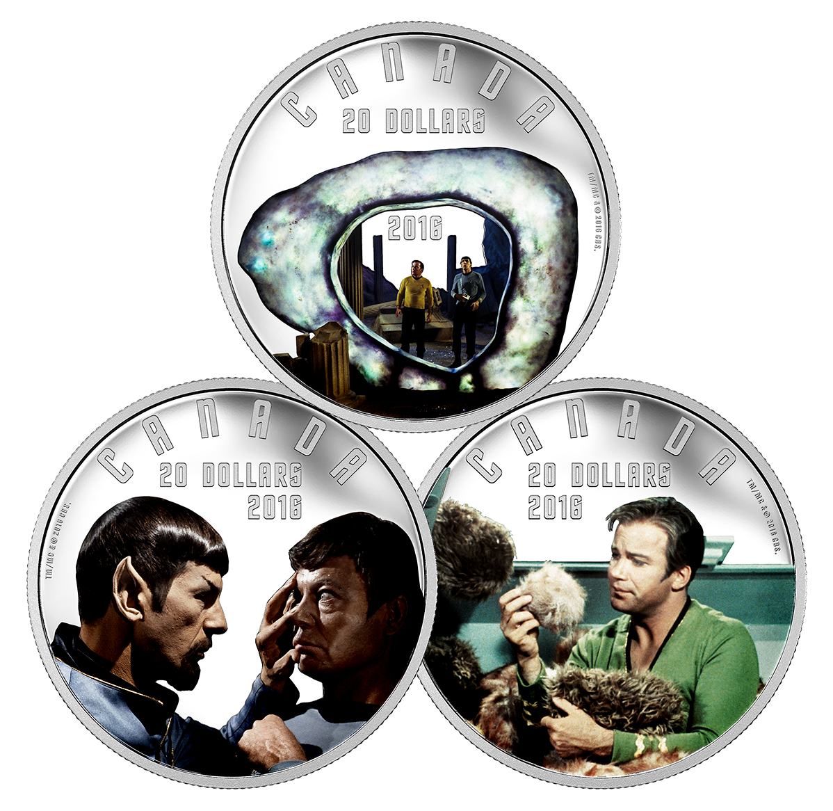 Iconic Star Trek™ Scenes - 1 oz. Pure Silver Coloured 3-Coin ...