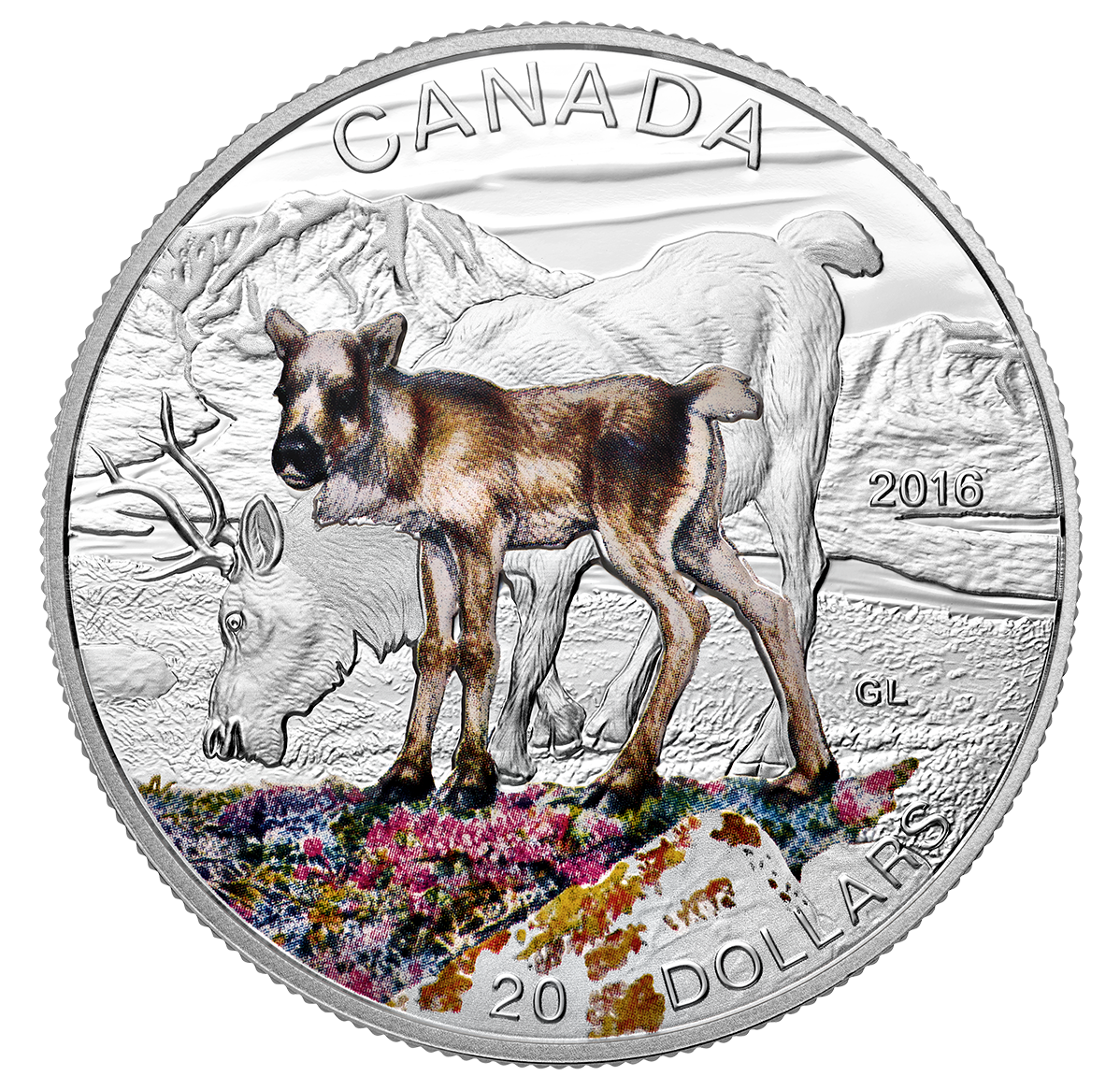 1 oz. Pure Silver Coloured Coin - Baby Animals: Caribou - Mintage ...