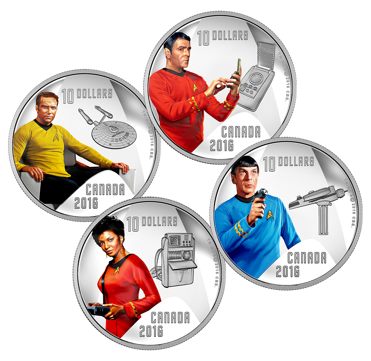 Star Trek™ Crew - 1/2 oz. Pure Silver Coloured 4-Coin Subscription ...