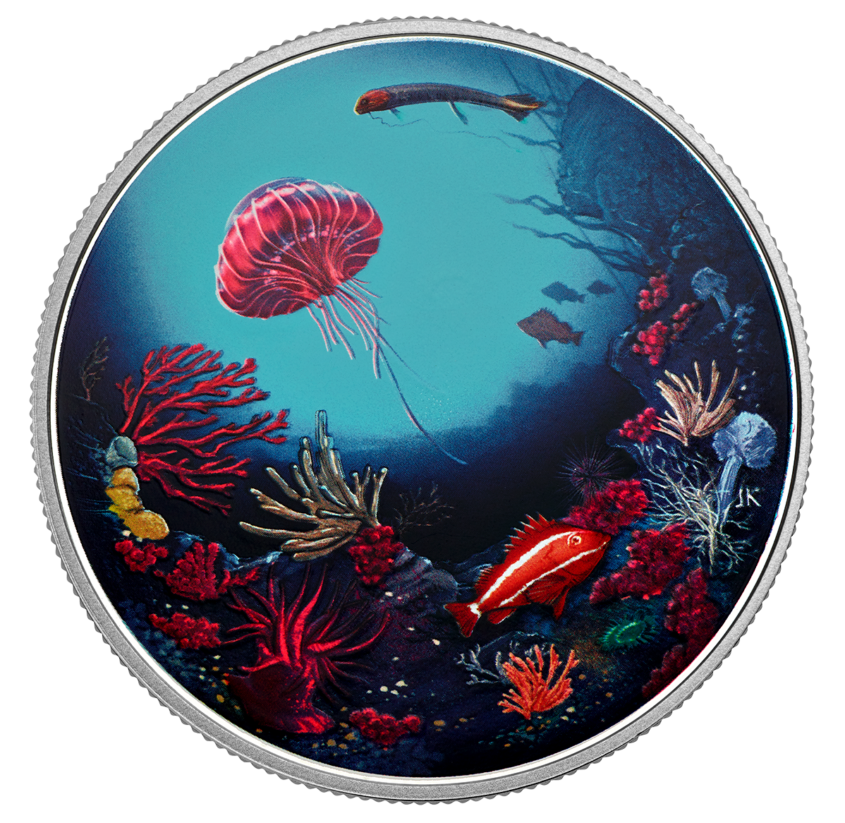 2 oz. Pure Silver Glow-in-the-Dark Coin - Illuminated Coral Reef ...