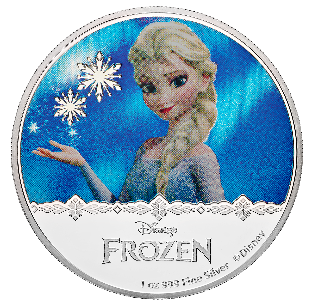 Snow queen Elsa coin from Disney Frozen: Pure Silver Coloured Coin ...