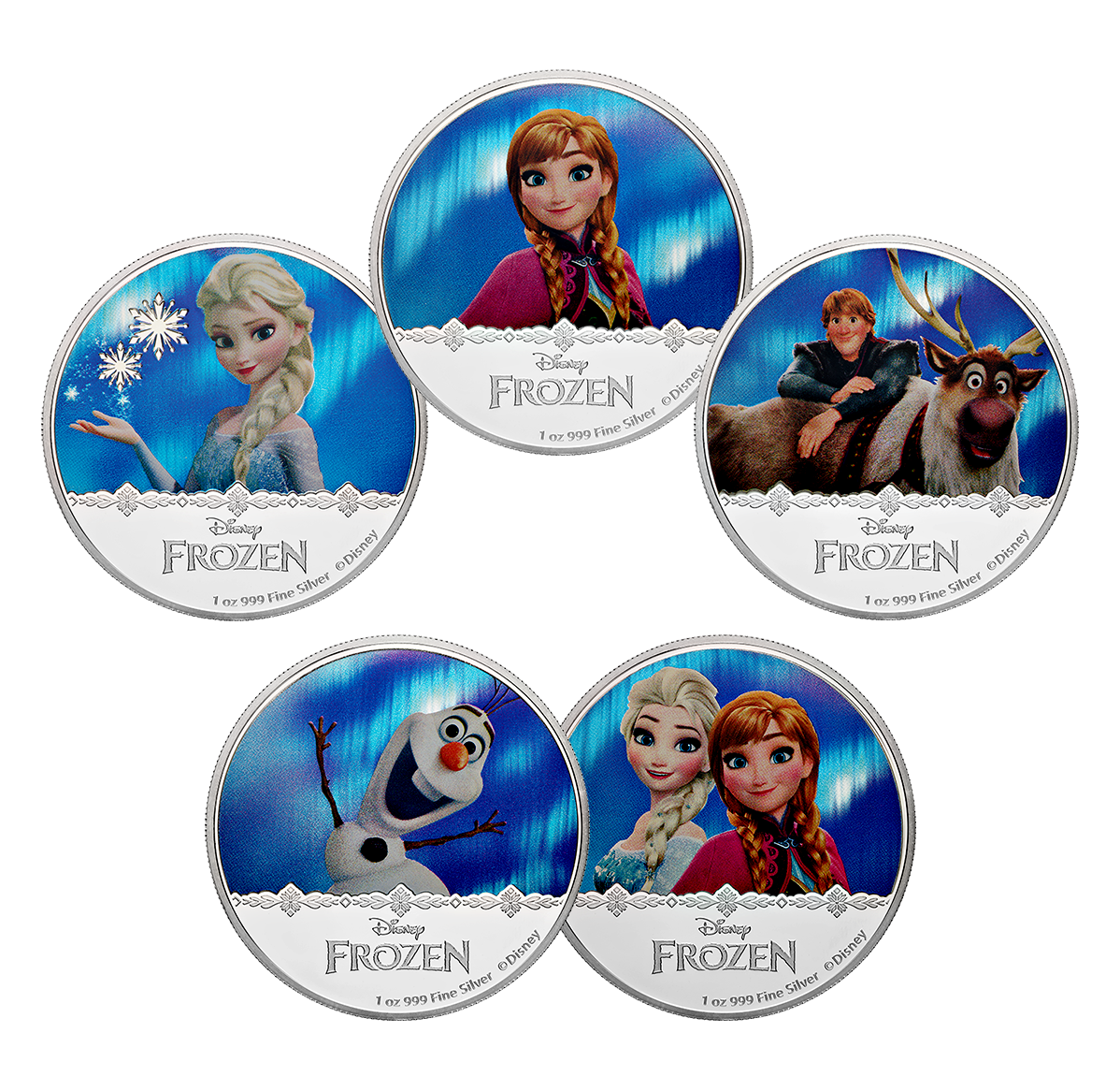 Disney Frozen 5-coin set: Pure Silver Coloured Coins | The Royal ...