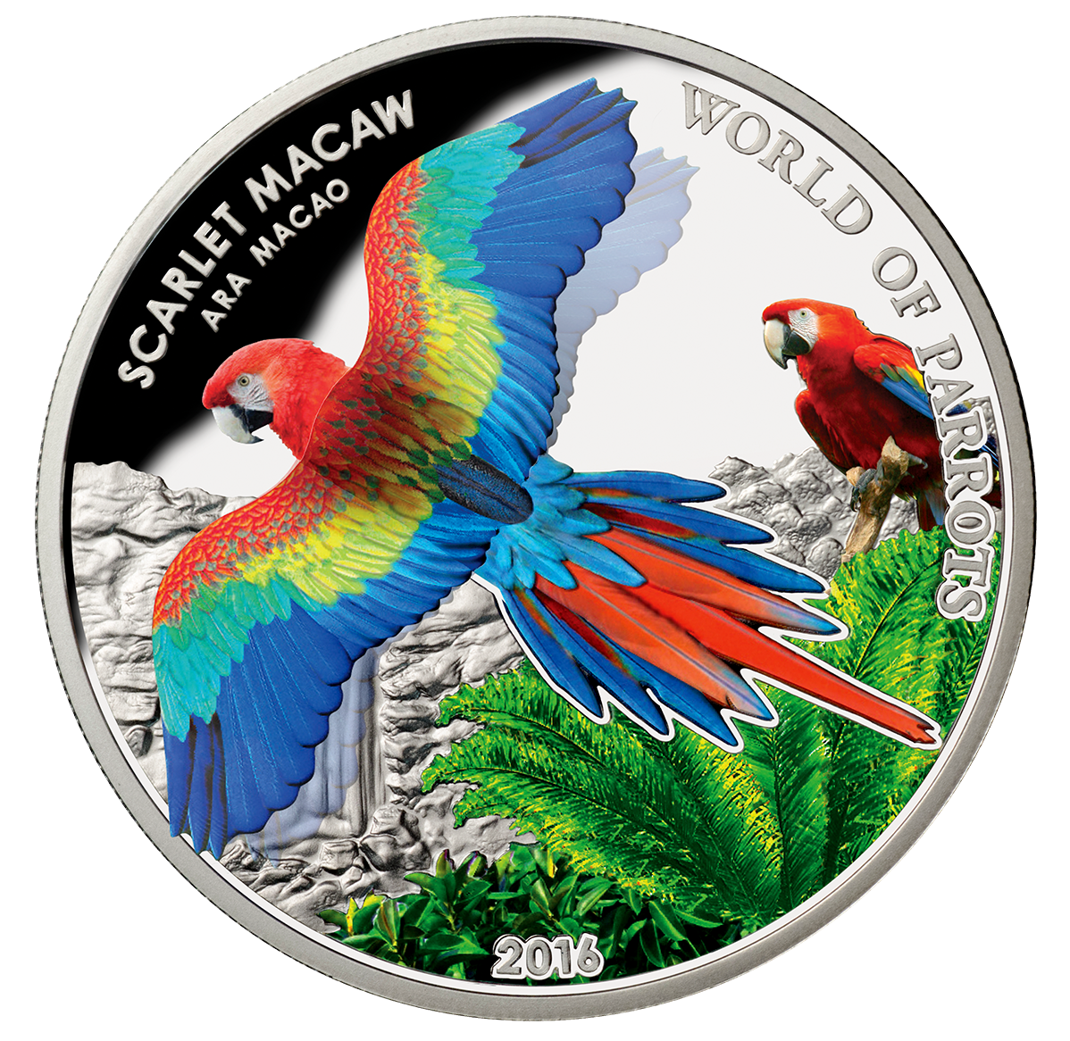 $5 Sterling Silver 3D Coin – World of Parrots: Scarlet Macaw – Mintage ...