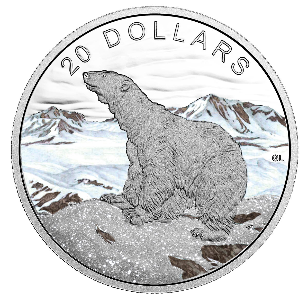 1 oz. Pure Silver Coloured Coin - Glistening North: The Polar Bear ...