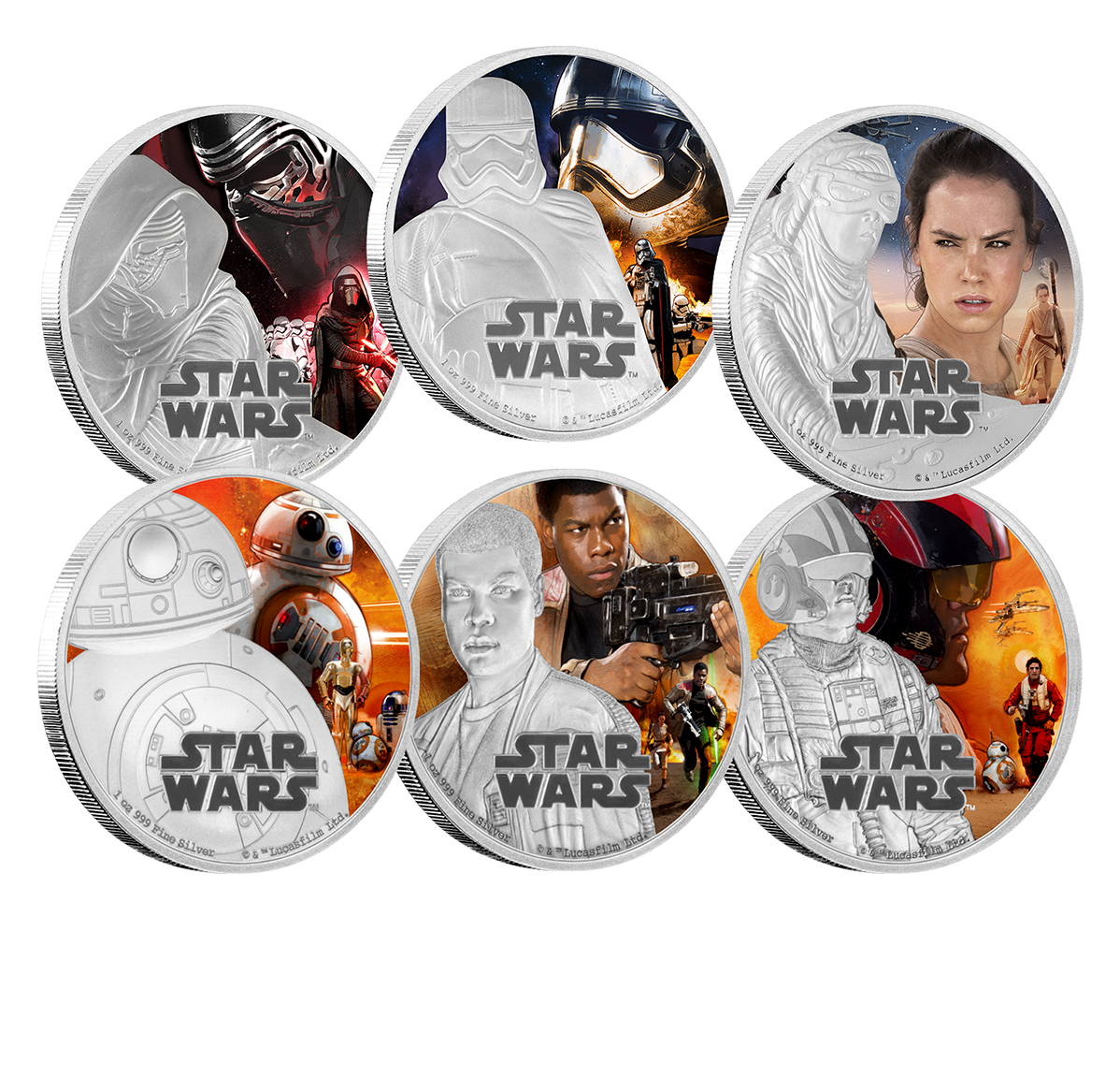 Star Wars™: The Force Awakens - 1 oz. Fine Silver Six-Coin Subscription ...