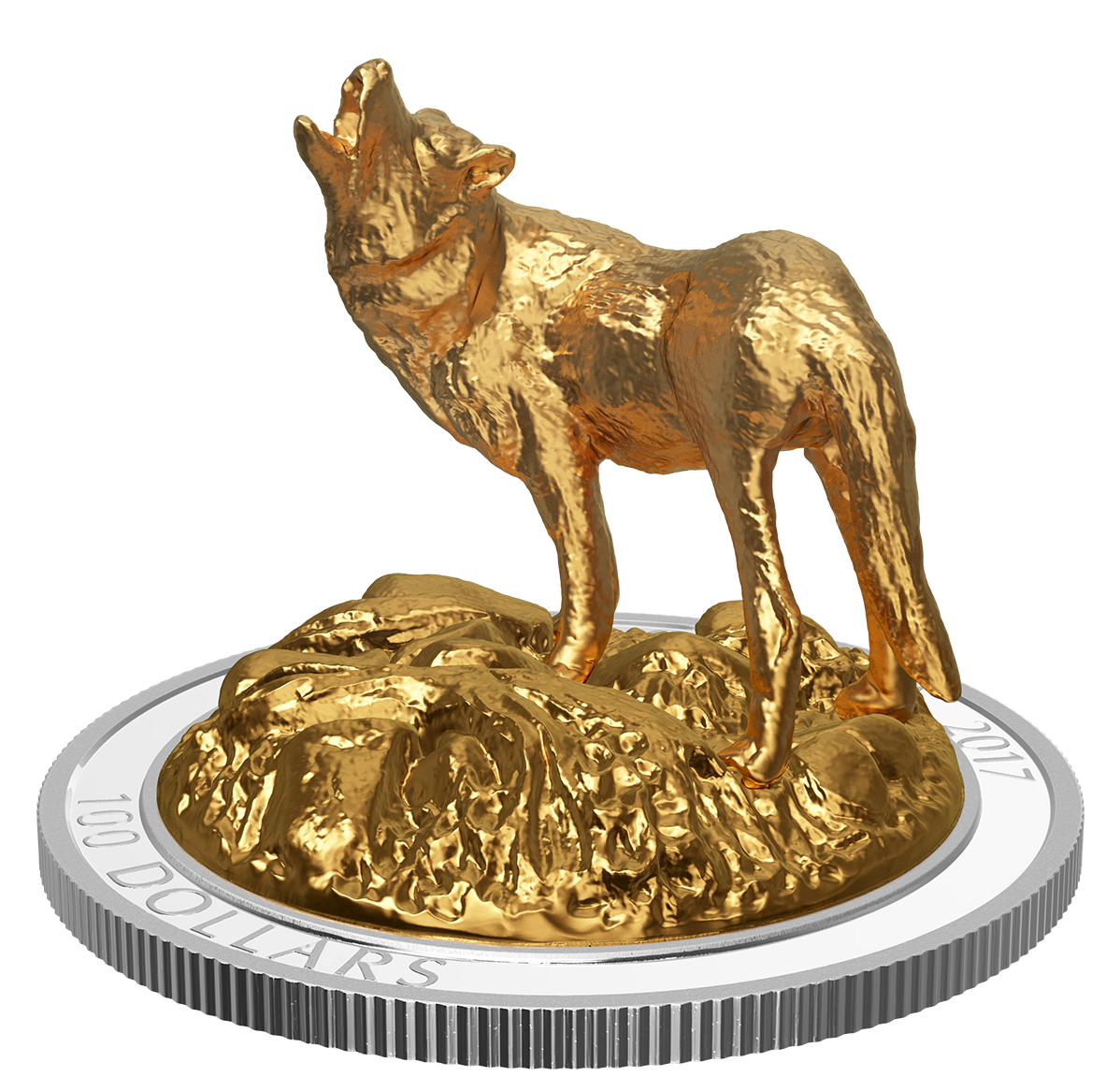 10 oz. Pure Silver Gold-Plated Coin - Sculpture of Majestic Canadian ...