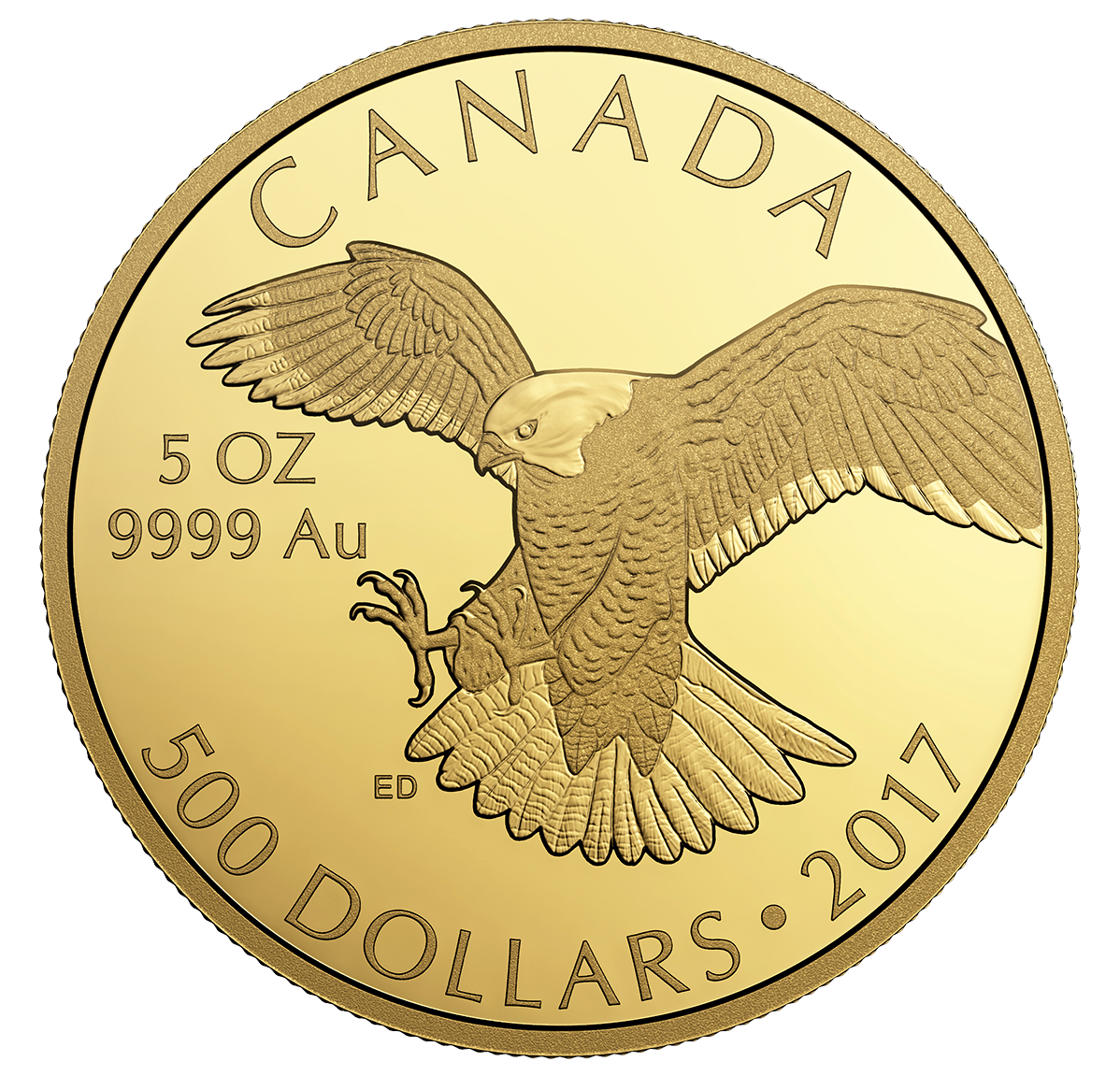 5 oz. Pure Gold Coin - Peregrine Falcon - Mintage: 99 (2017) | The ...