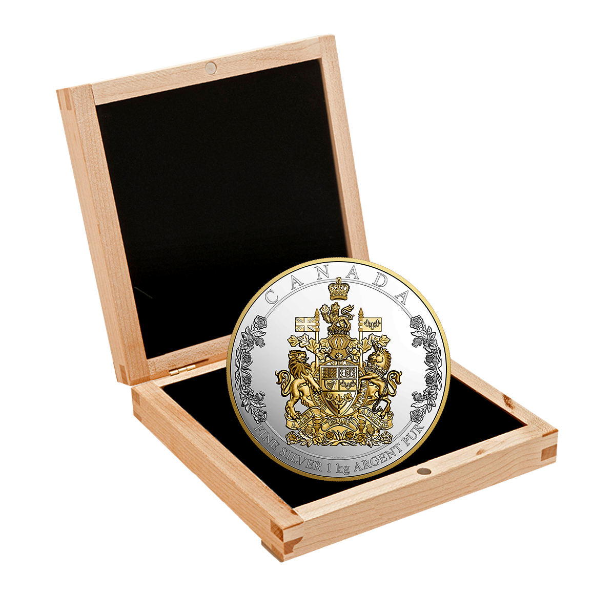 One Kilogram Pure Silver Coin - The Arms of Canada - Mintage: 500 (2016 ...