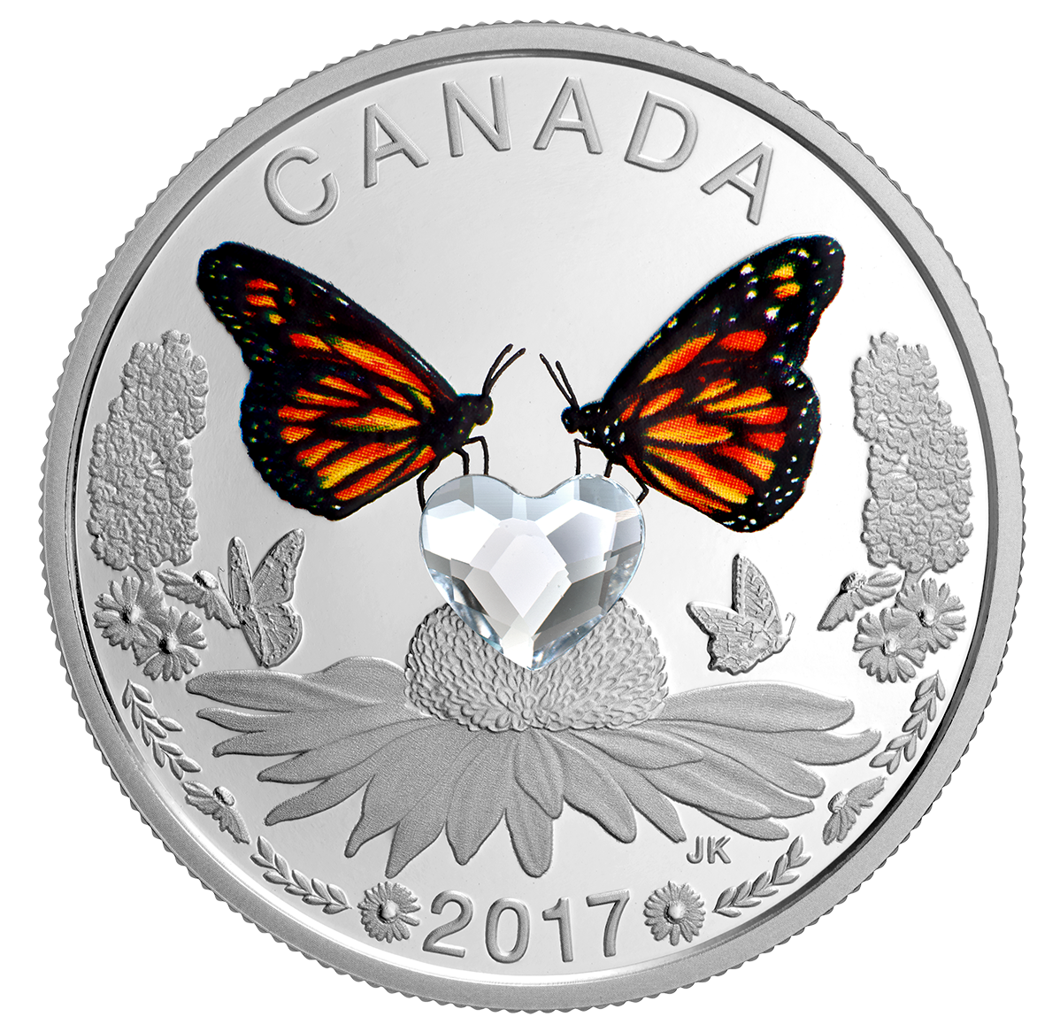 Celebration of Love - Pure Silver Coin made with Heart-Shaped Swarovski ...