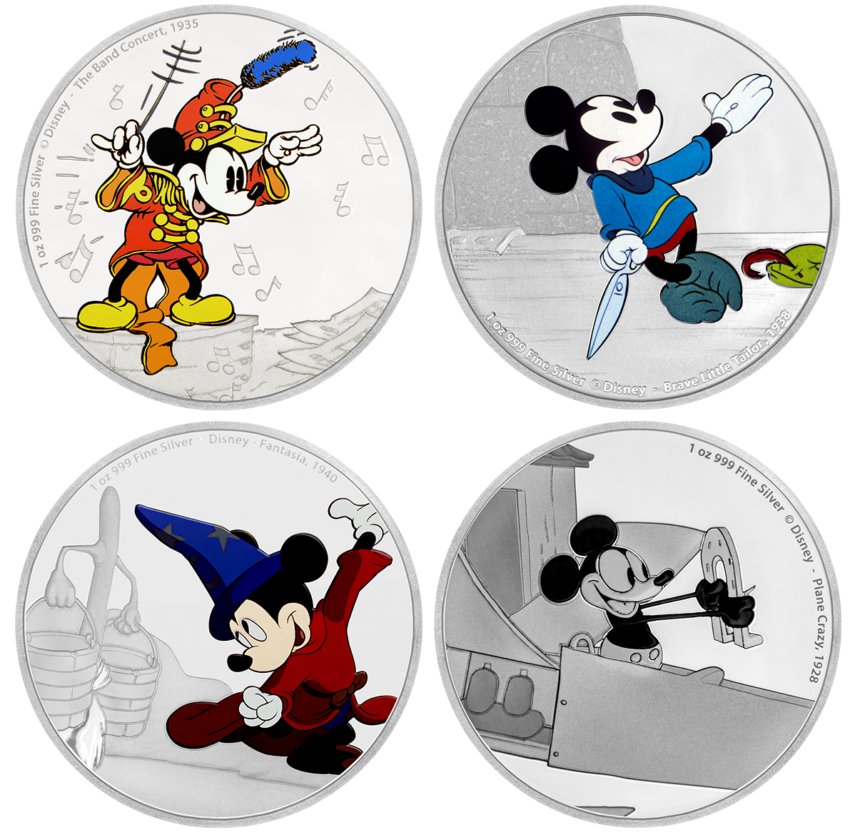 1 oz. Pure Silver 4-Coin Subscription - Disney Mickey Mouse Through the ...
