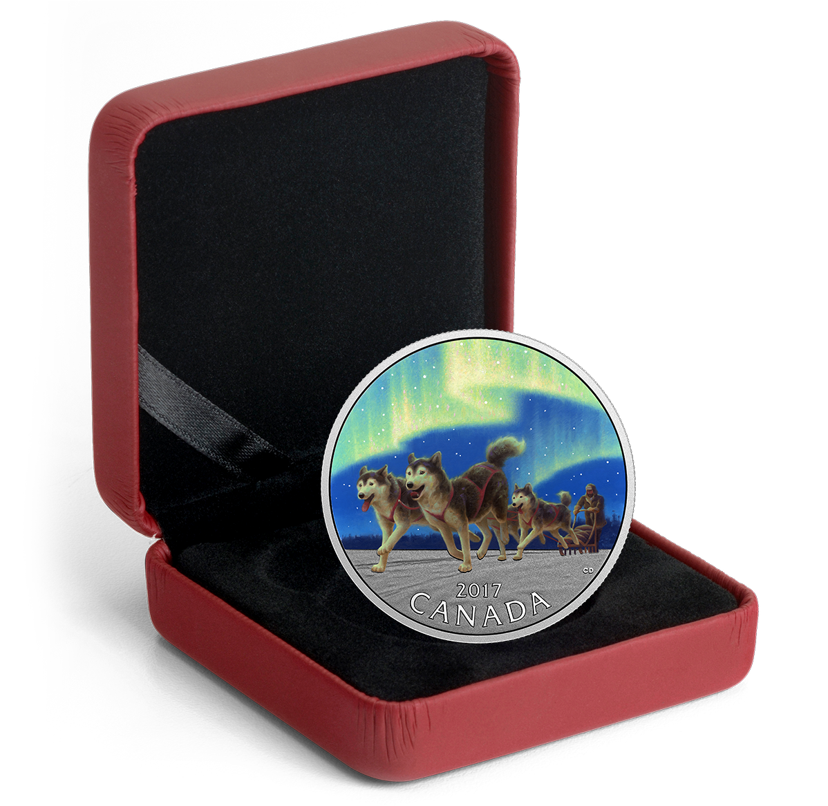 1/2 oz. Pure Silver Coloured Coin - Iconic Canada: Dog Sledding Under ...