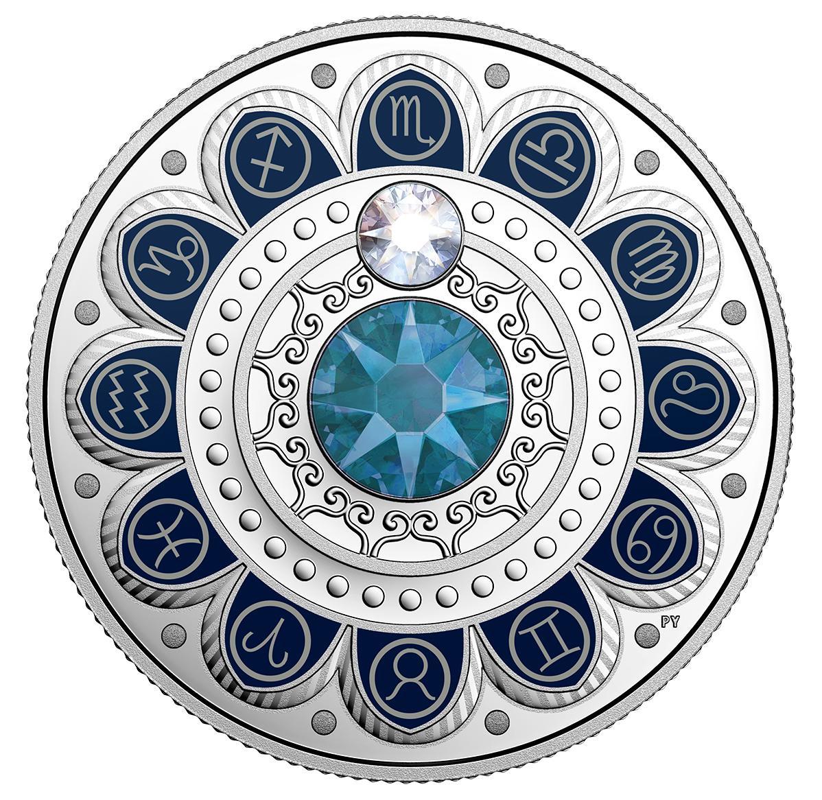 Pure Silver Coin made with Swarovski® Crystals - Zodiac Series: Scorpio ...