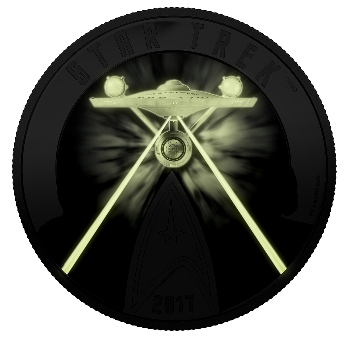 Star Trek(TM): Five Captains - 2 oz. Pure Silver Coloured Glow-in-the ...