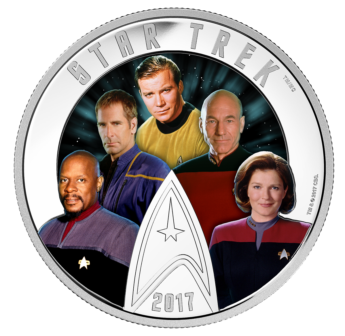 Star Trek(TM): Five Captains - 2 oz. Pure Silver Coloured Glow-in-the ...