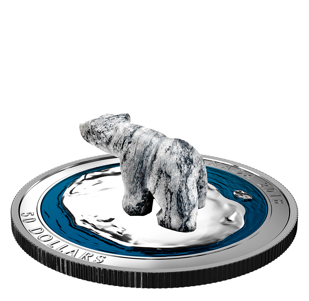 5 oz. Pure Silver Coin - Polar Bear Soapstone Sculpture - Mintage ...