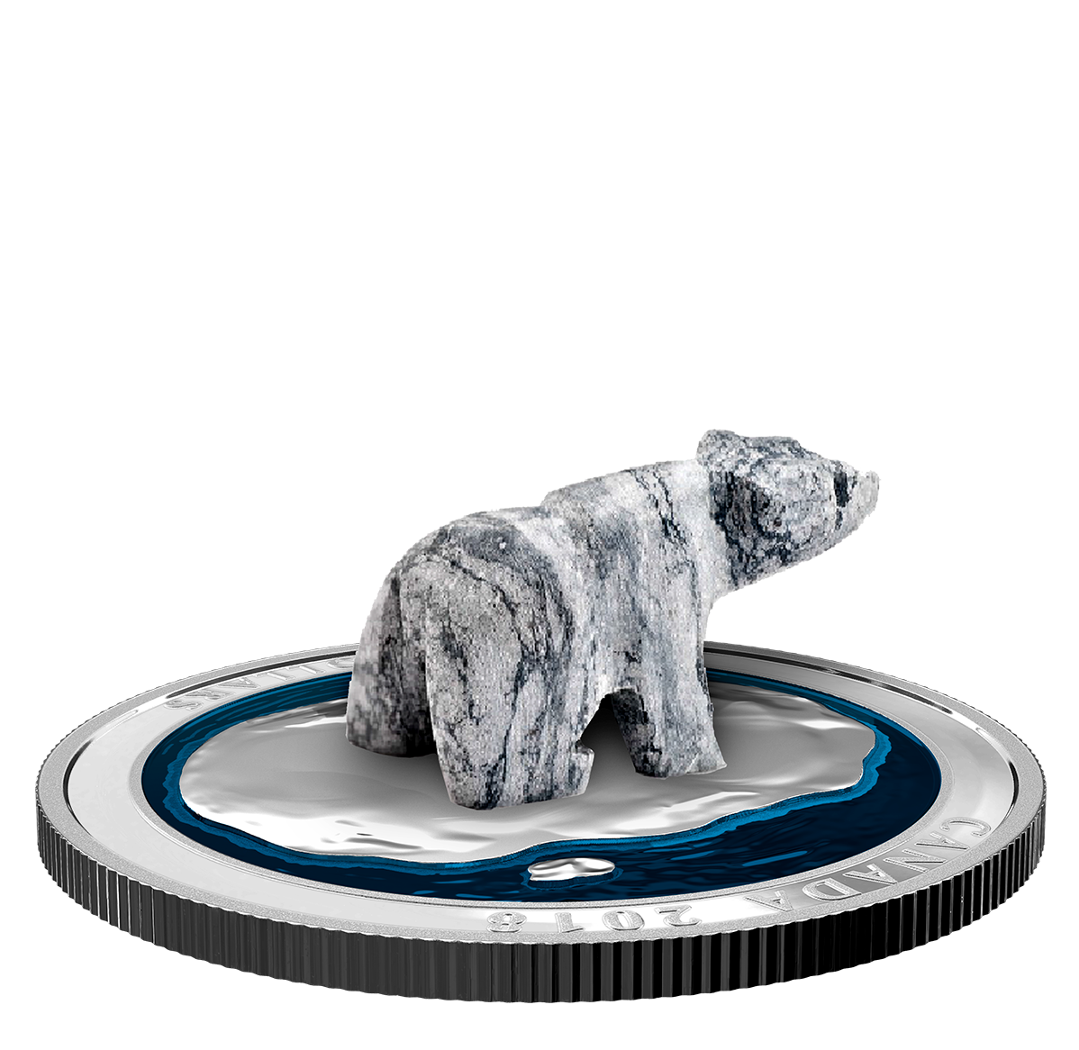 5 oz. Pure Silver Coin - Polar Bear Soapstone Sculpture - Mintage ...