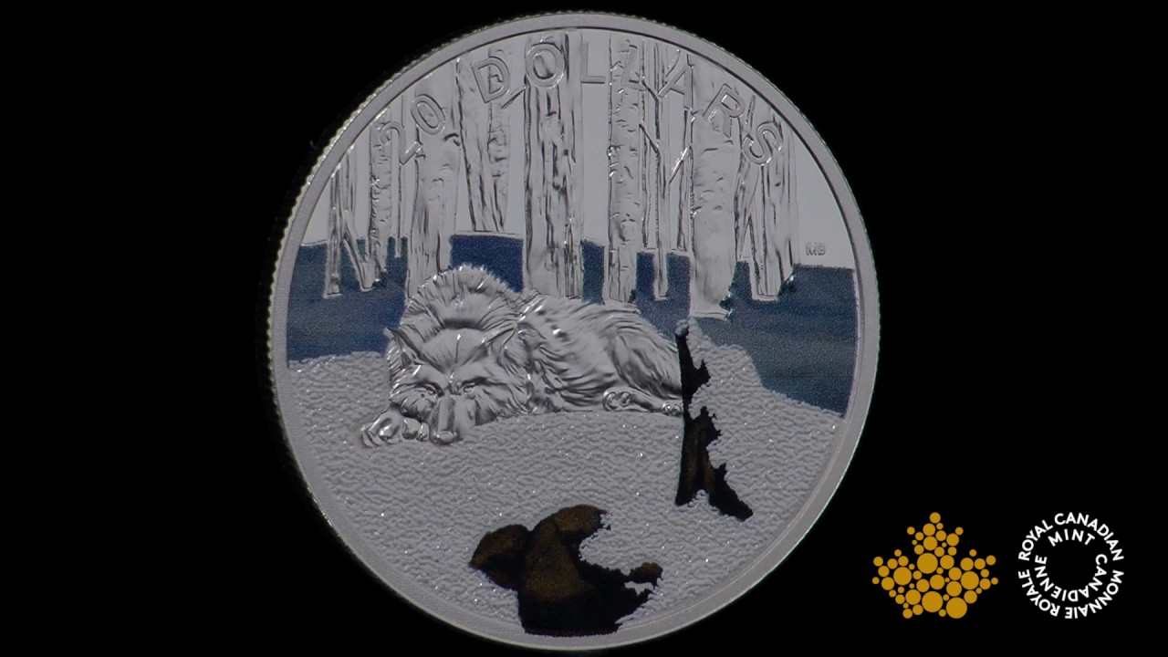 1 oz. Pure Silver Coloured Coin - Glistening North: Arctic Wolf ...