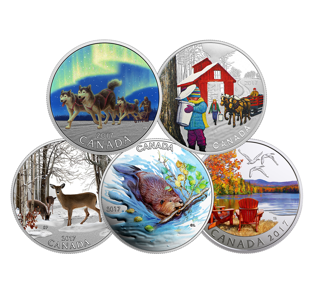 1/2 oz. Pure Silver Coloured 5-Coin Subscription - Iconic Canada (2017 ...