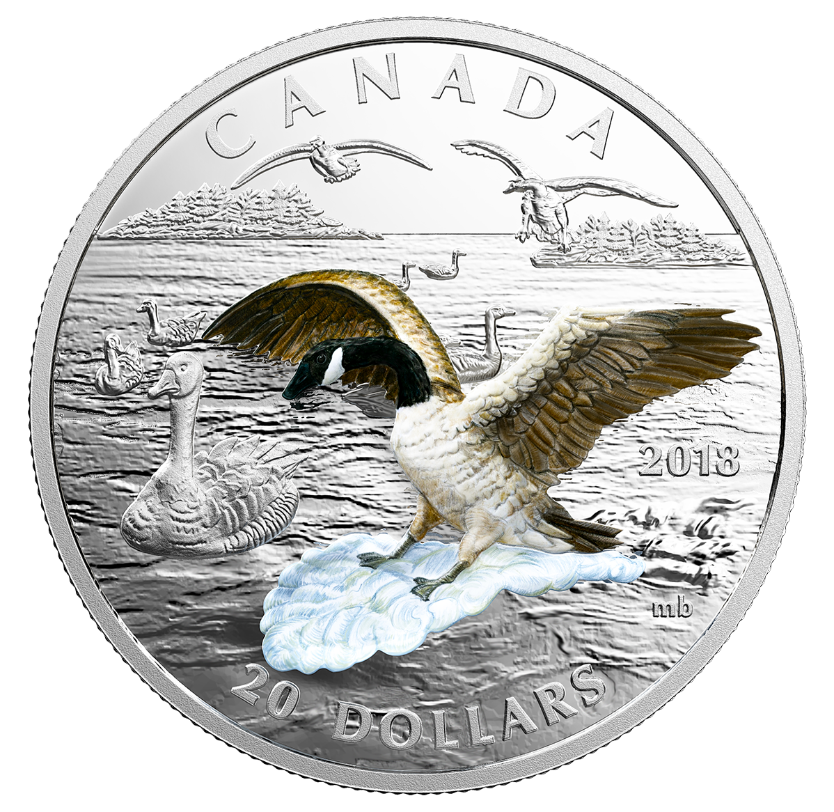 1 oz. Pure Silver Coin - 3D Approaching Canada Goose (Low Certificate ...