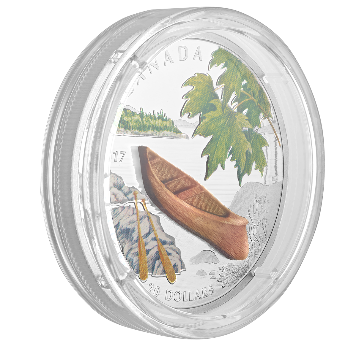 1 oz. Pure Silver Coloured Coin - Canoe to Tranquil Times - Mintage ...