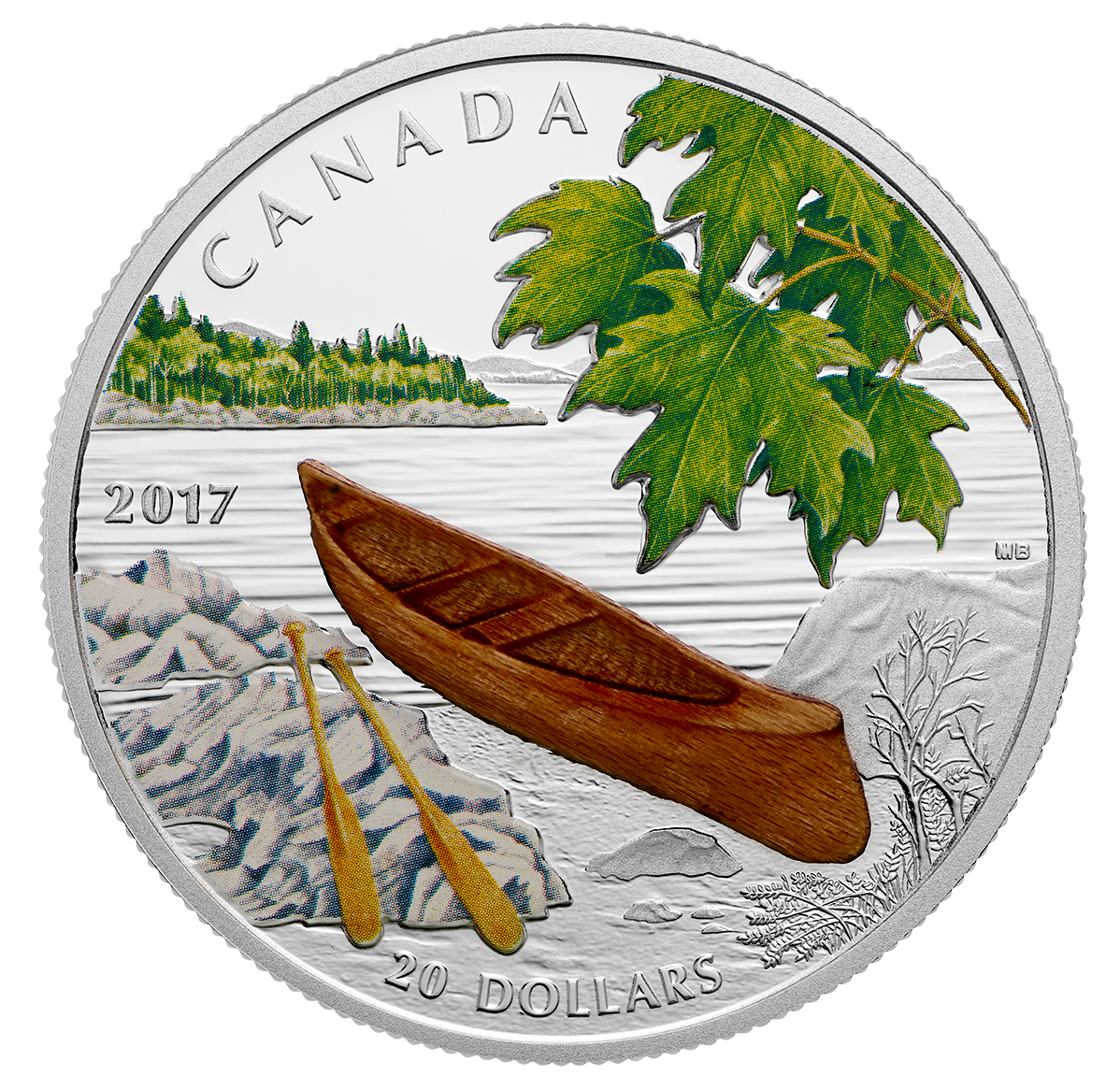 1 oz. Pure Silver Coloured Coin - Canoe to Tranquil Times - Mintage ...