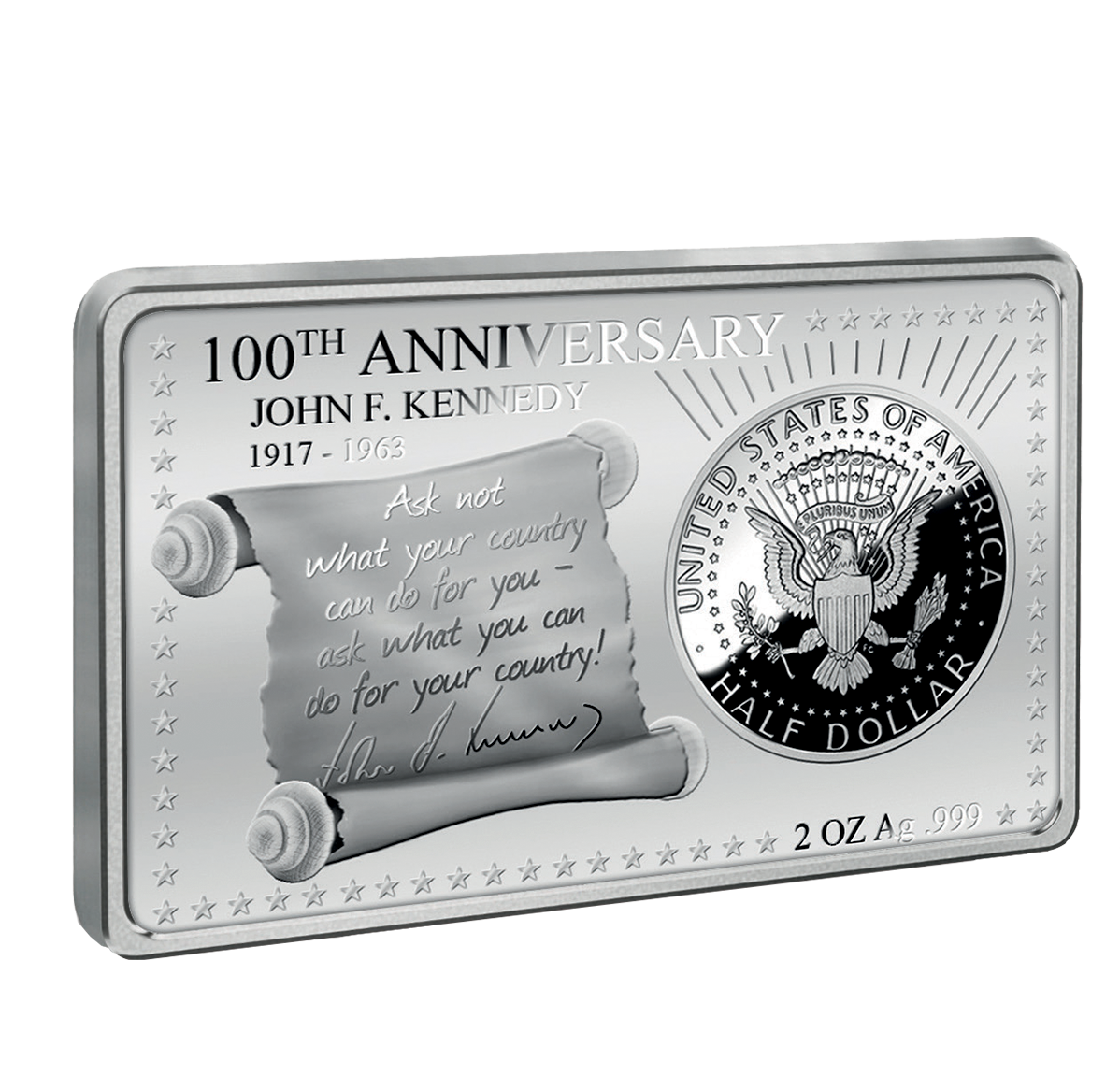 2.3 oz. Silver Coin and Bar Set - 100th Anniversary of John F. Kennedy ...