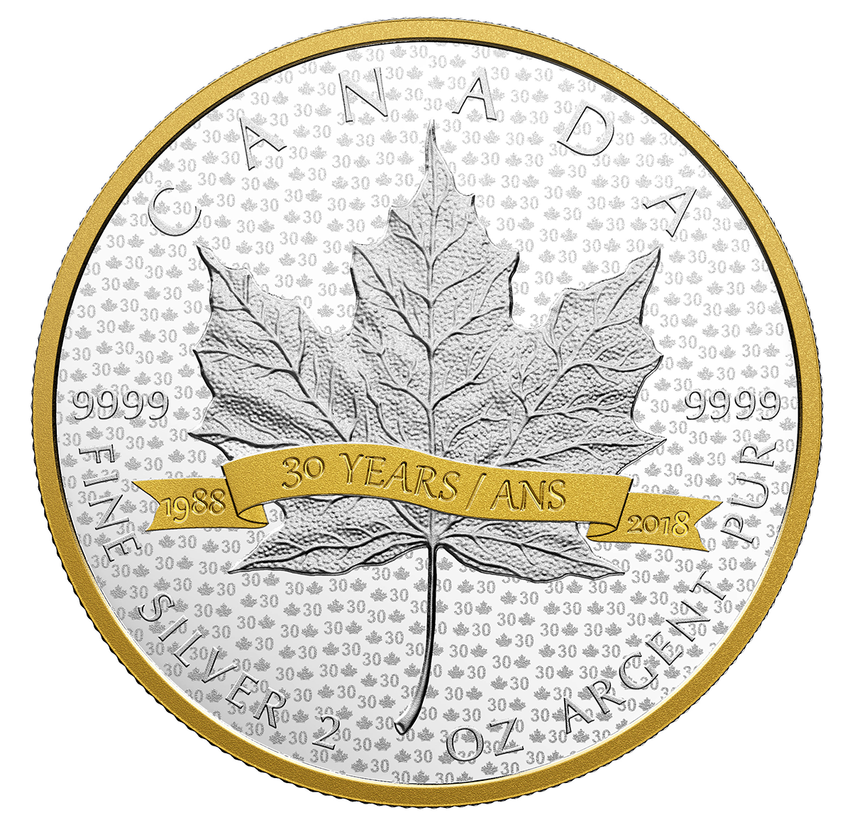 2 oz. Pure Silver Gold-Plated Coin - SML Tribute to 30 Years - Mintage ...