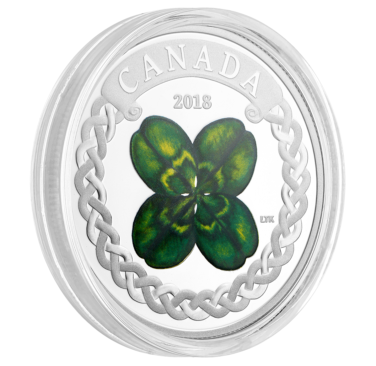 Lucky Four Leaf Clover - 1 oz. Pure Silver Coloured Coin - Mintage: 6,500 (2018) | The Royal ...