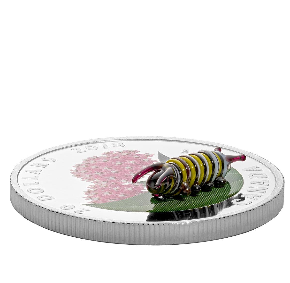 1 oz. Pure Silver Coin - Murano Glass Caterpillar - Mintage: 5,000 ...